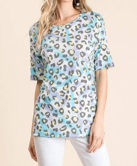 BOMBOM | Tops | New Bombom Blue Leopard Top In Blue | Poshmark
